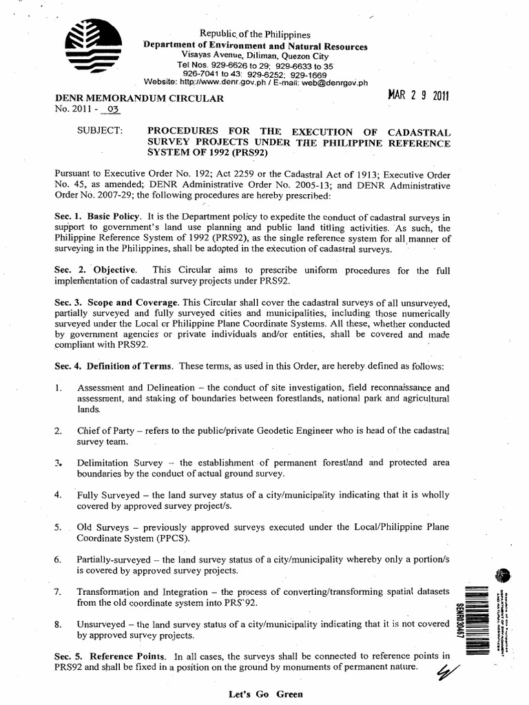 Cadastral Survey Guidelines Philippines | PDF | Surveying