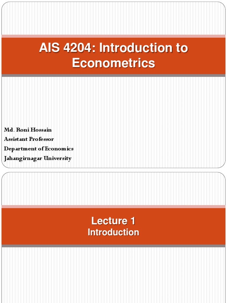AIS Lecture 1 | Download Free PDF | Econometrics | Statistics