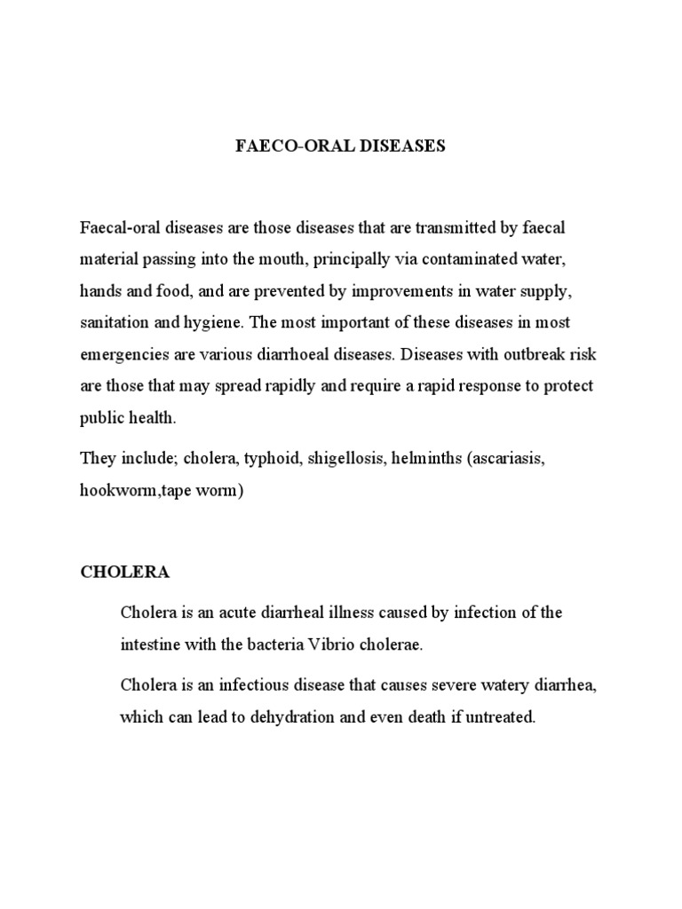Faeco-Oral Diseases | PDF