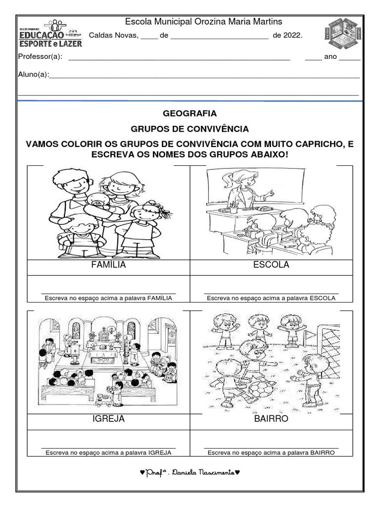 Atividade de Geografia - Grupos de Convivência | PDF