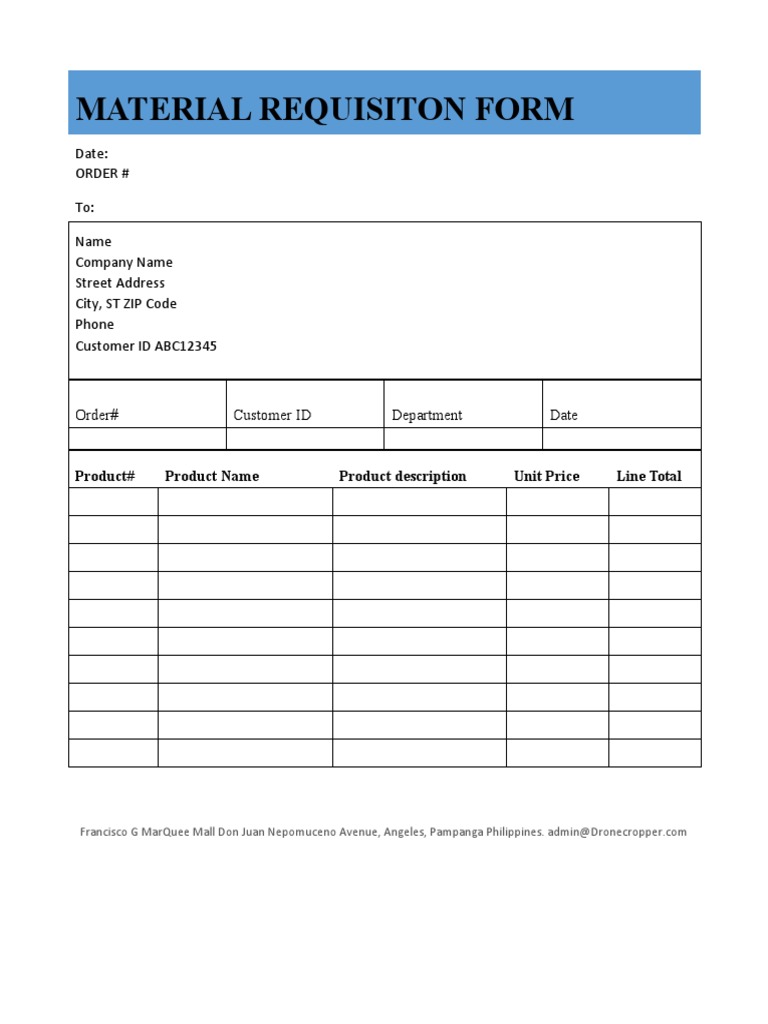 Material Requisition Form | PDF Material Requisition Form | PDF