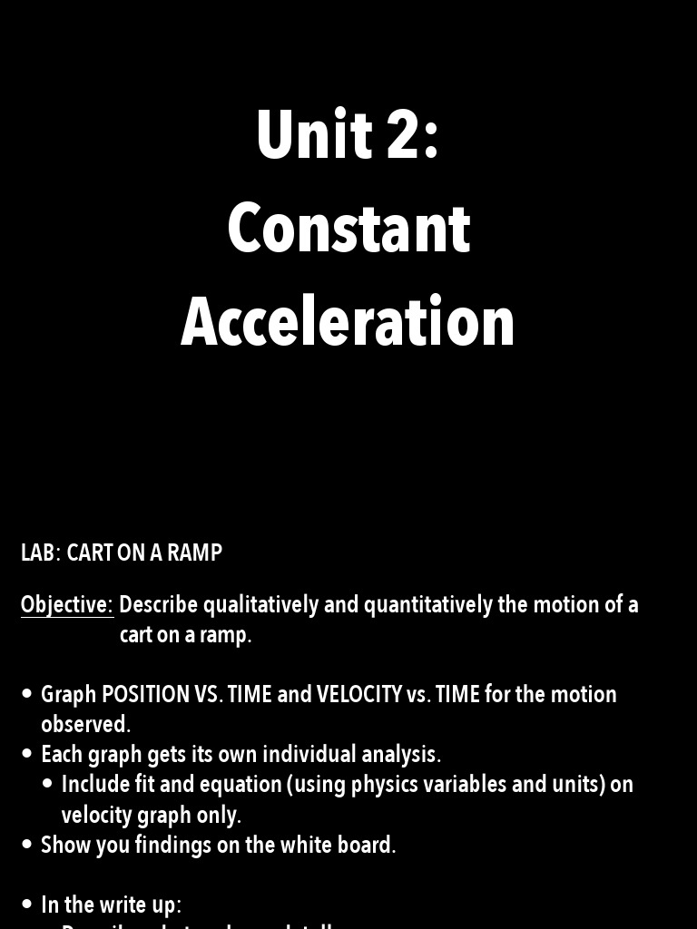 Unit 2: Constant Acceleration | PDF