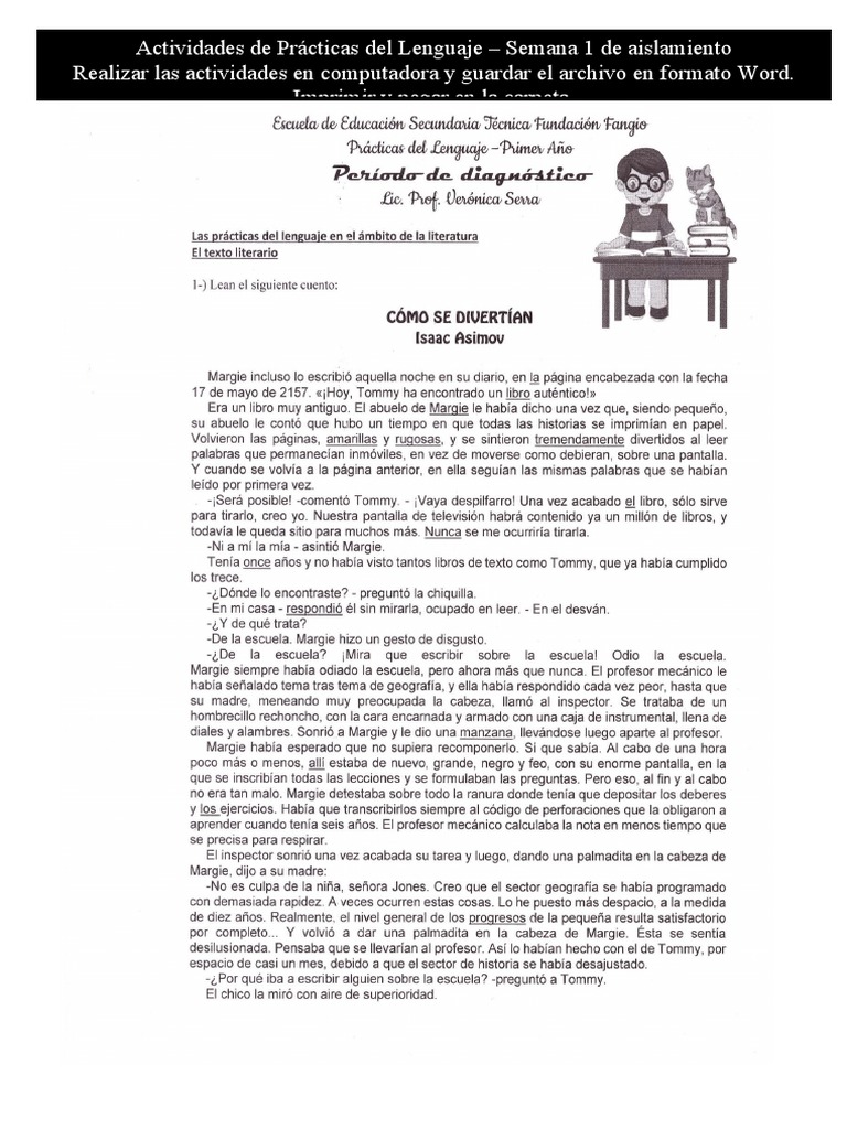 Actividades de Prácticas Del Lenguaje Semana 1 | PDF