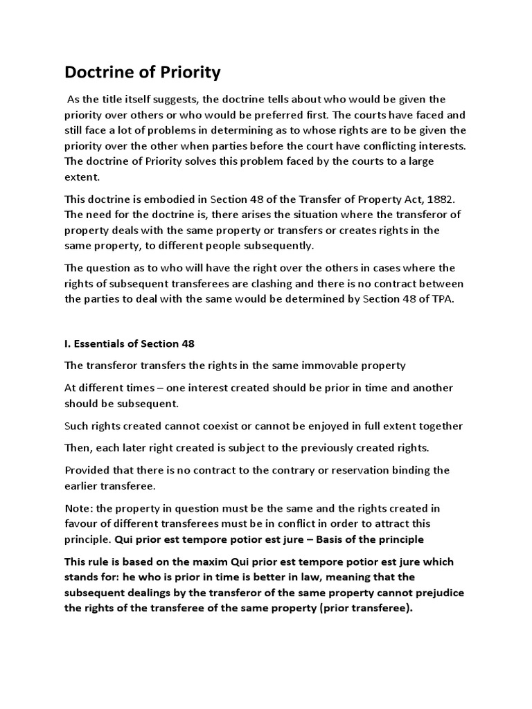 Doctrine of Priority PDF | PDF | Mortgage Law | Deed