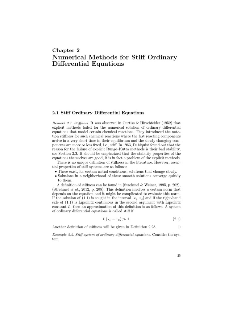 Chapter 2 Numerical Methods For Stiff Ordinary Differential Equations Pdf Matrix