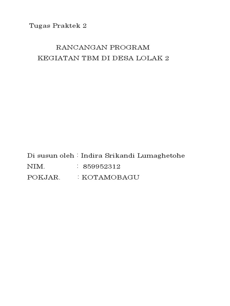 Rancangan Kegiatan TBM | PDF