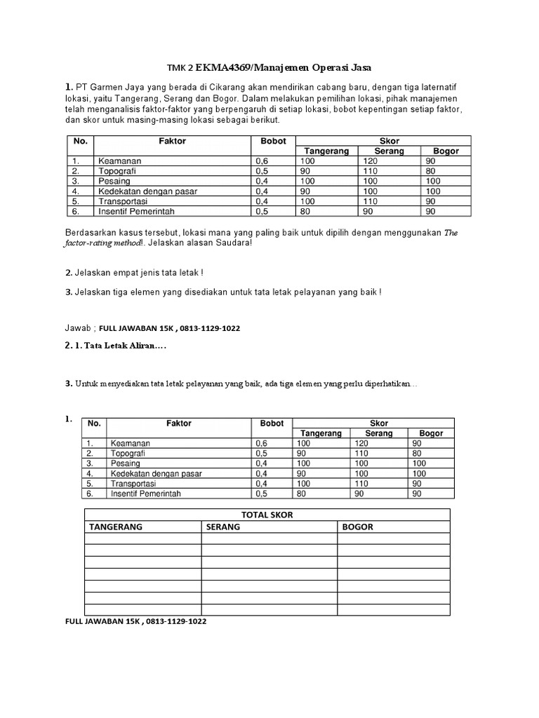 TMK 2 EKMA4369 Manajemen Operasi Jasa 2023 | PDF