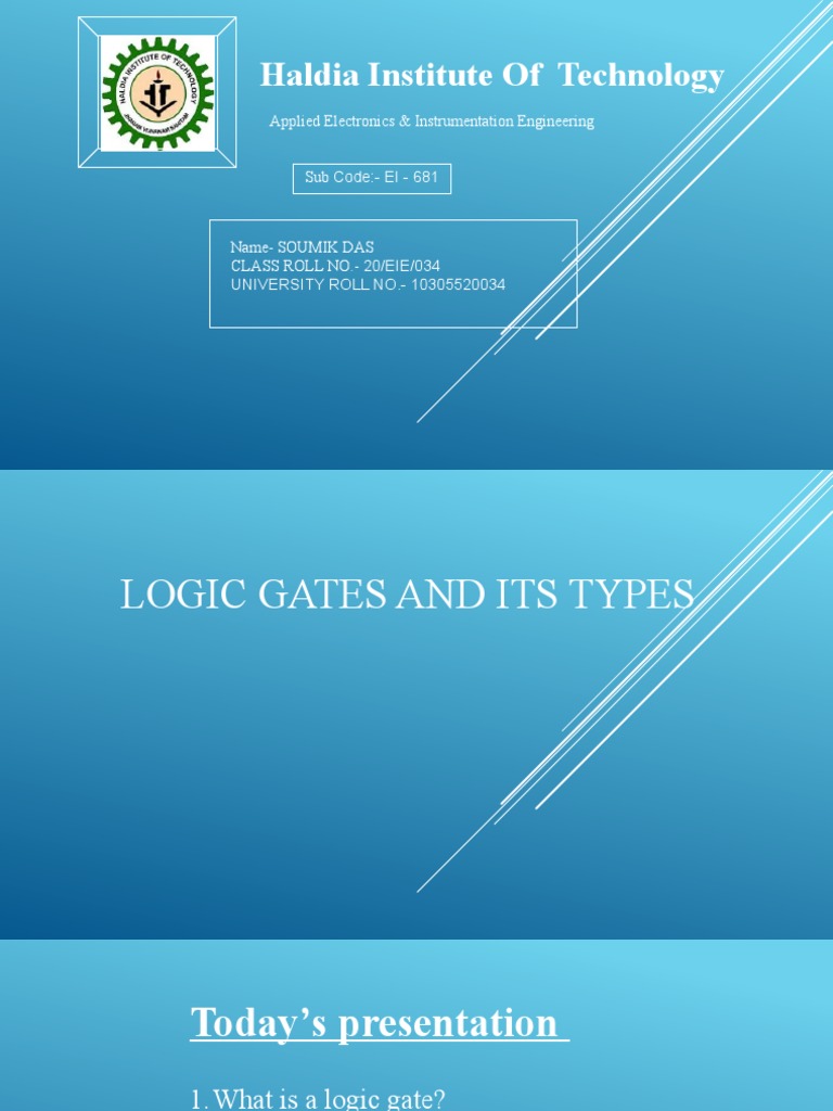 6 Sem Presentation | PDF | Logic Gate | Boolean Algebra