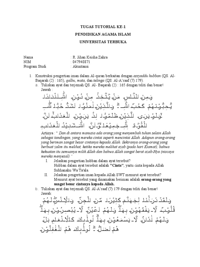 Tugas Tutorial 1 - Pendidikan Agama Islam - R. JIhan Keisha Zahra ...