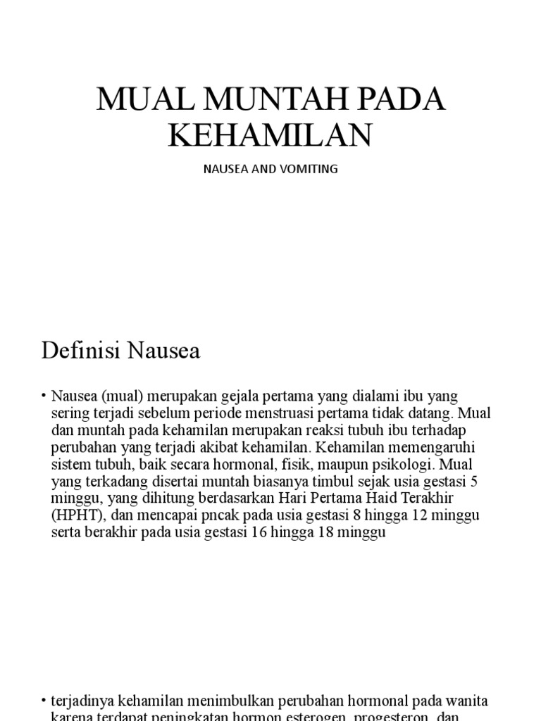 Etiologi Mual Muntah pada Ibu Hamil | PDF
