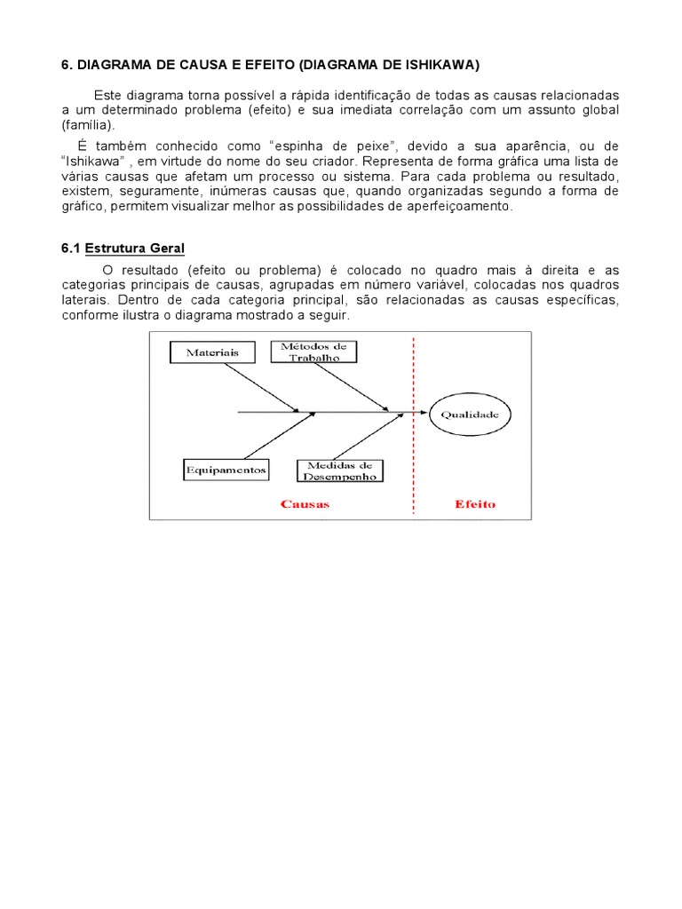 6. Diagrama de Causa e Efeito (Diagrama de Ishikawa) | PDF