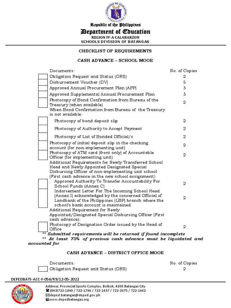 Cash Advance & Liquidation Requirements | PDF