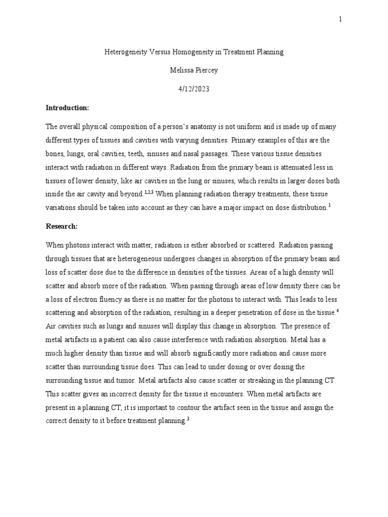 Heterogeneity Versus Homogeneity in Treatment Planning | PDF ...