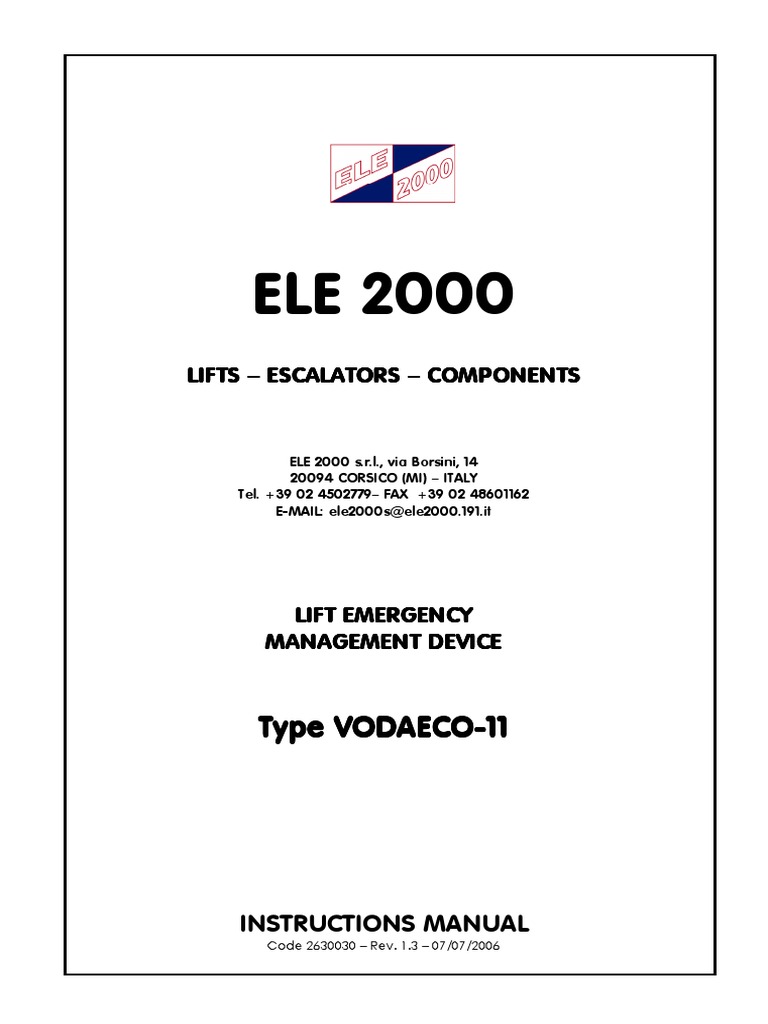 Ele 2000 PDF | PDF | Telephone | Elevator