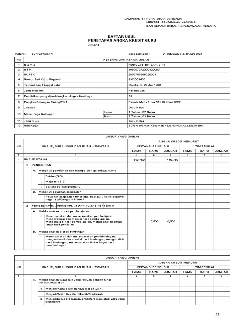 Form DUPAK-Lampiran I Nurul | PDF