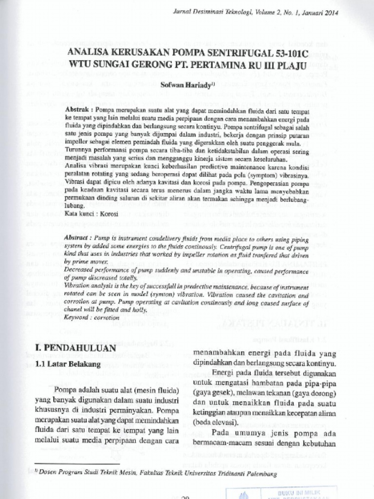 Jurnal Analisa Kerusakan Pompa | PDF