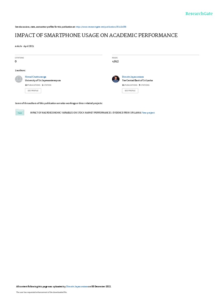 Smartphone Impact on Academic Performance | PDF | Coefficient Of ...