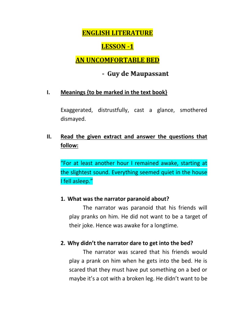 An Uncomfortable Bed | PDF