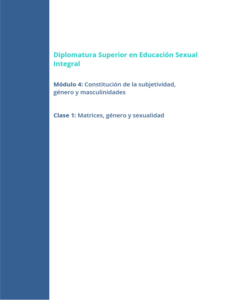 M4 - Clase 1 - Matrices, Género y Sexualidad | PDF | Sexualidad | Aprendizaje