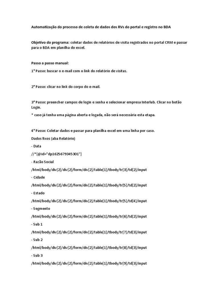 Automatização Do Processo de Coleta de Dados Dos RVs Do Portal e ...