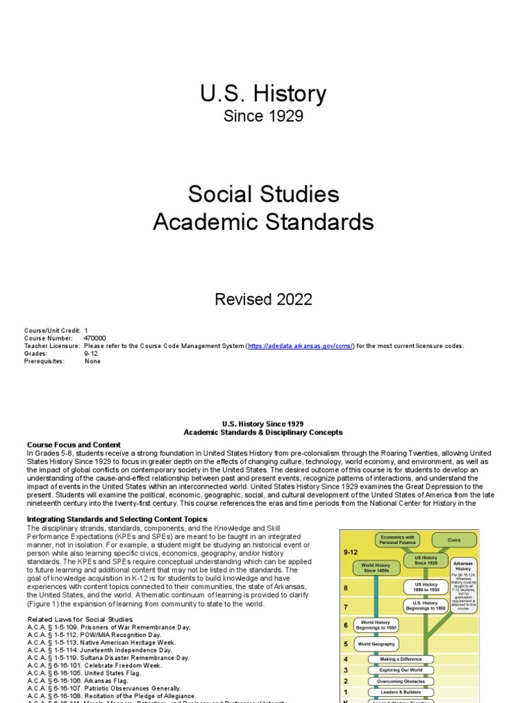 U.S. History Course Standards 1929-Present | PDF | The United States ...