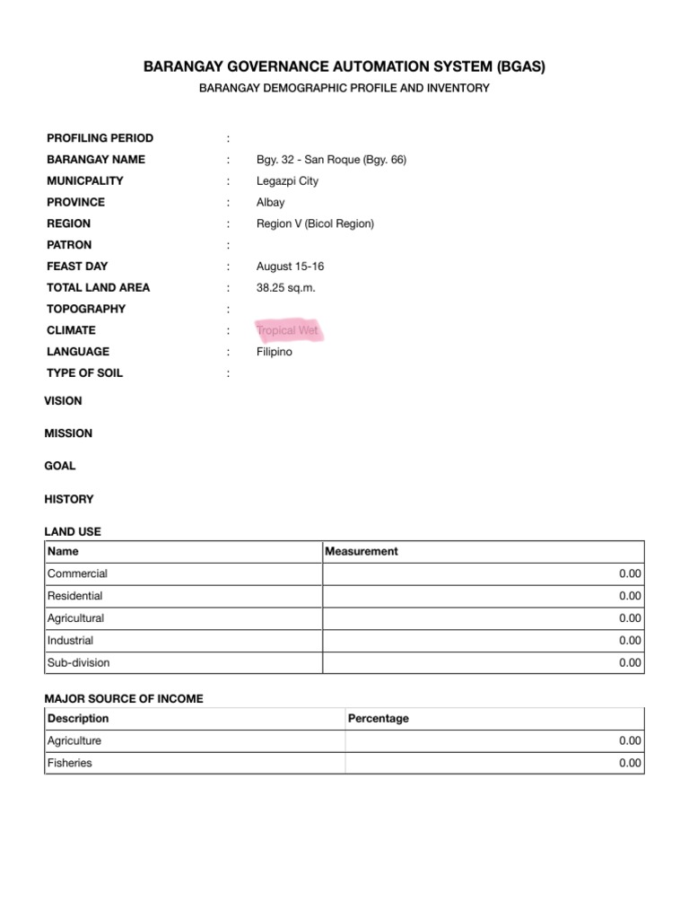 Barangay Demographic Profile - Bgy. 32 - San Roque (Bgy. 66), Legazpi ...