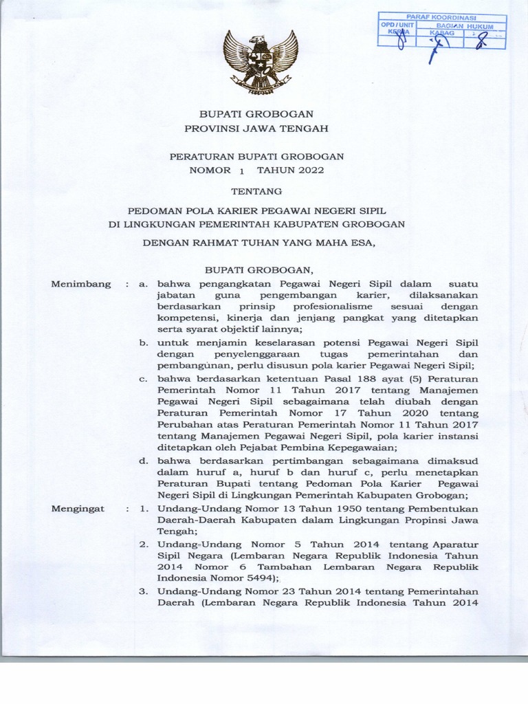 Perbub No 1 Tahun 2022 | PDF