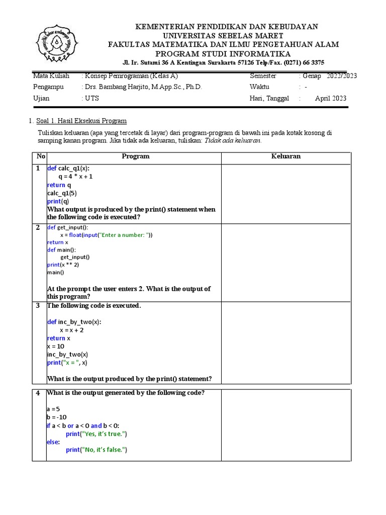 UTS Pengantar Python | PDF | Computer Programming | Computing