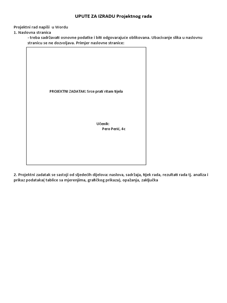 Upute Za Izradu Projektnog Zadatka | PDF