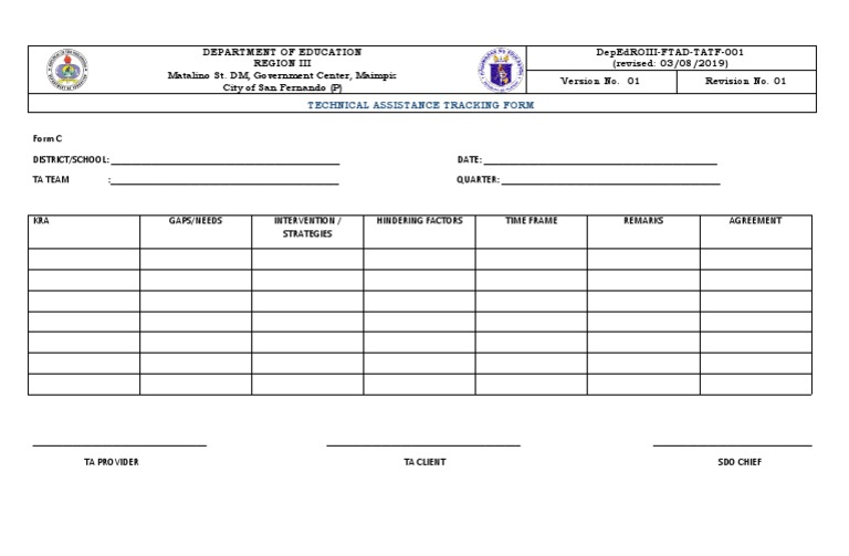 Technical Assistance Tracking Form | PDF | Business