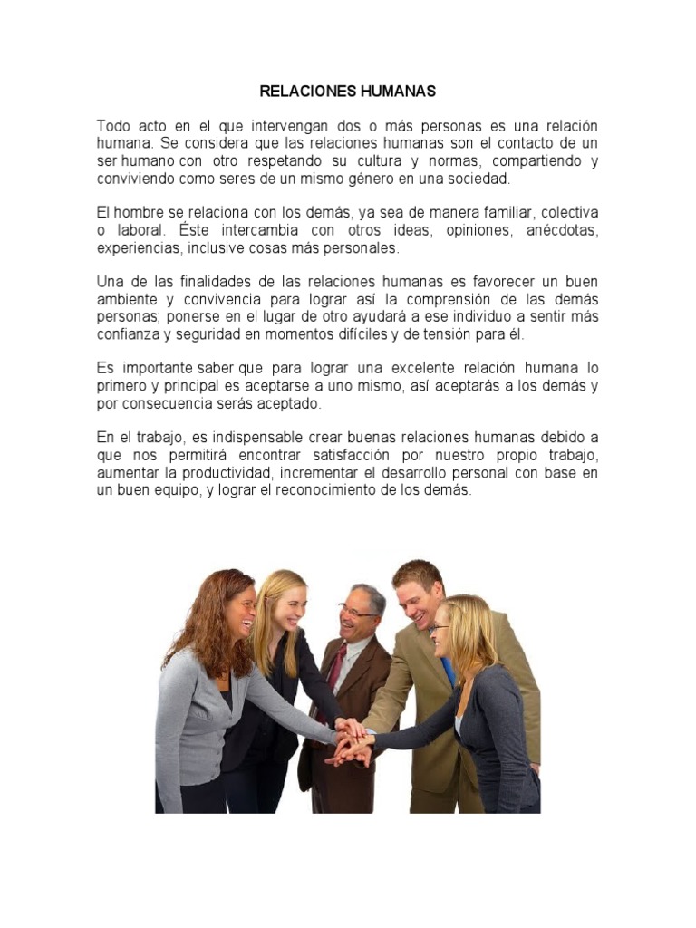 Relaciones Humanas | PDF | Sociedad | Gestión de recursos humanos
