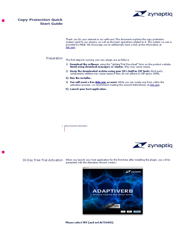 TRIAL AND ACTIVATION INSTRUCTIONS | PDF | Zip (File Format) | Software