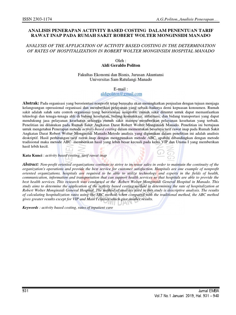 Analisis ABC Tarif Rawat Inap RS | PDF