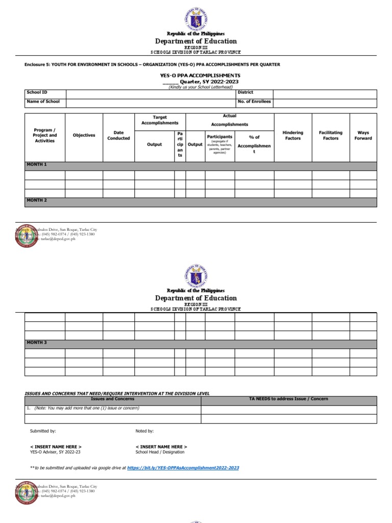 Enclosure5 - YES-O ACCOMPLISHMENT 2022-2023 - Template | PDF | Computing
