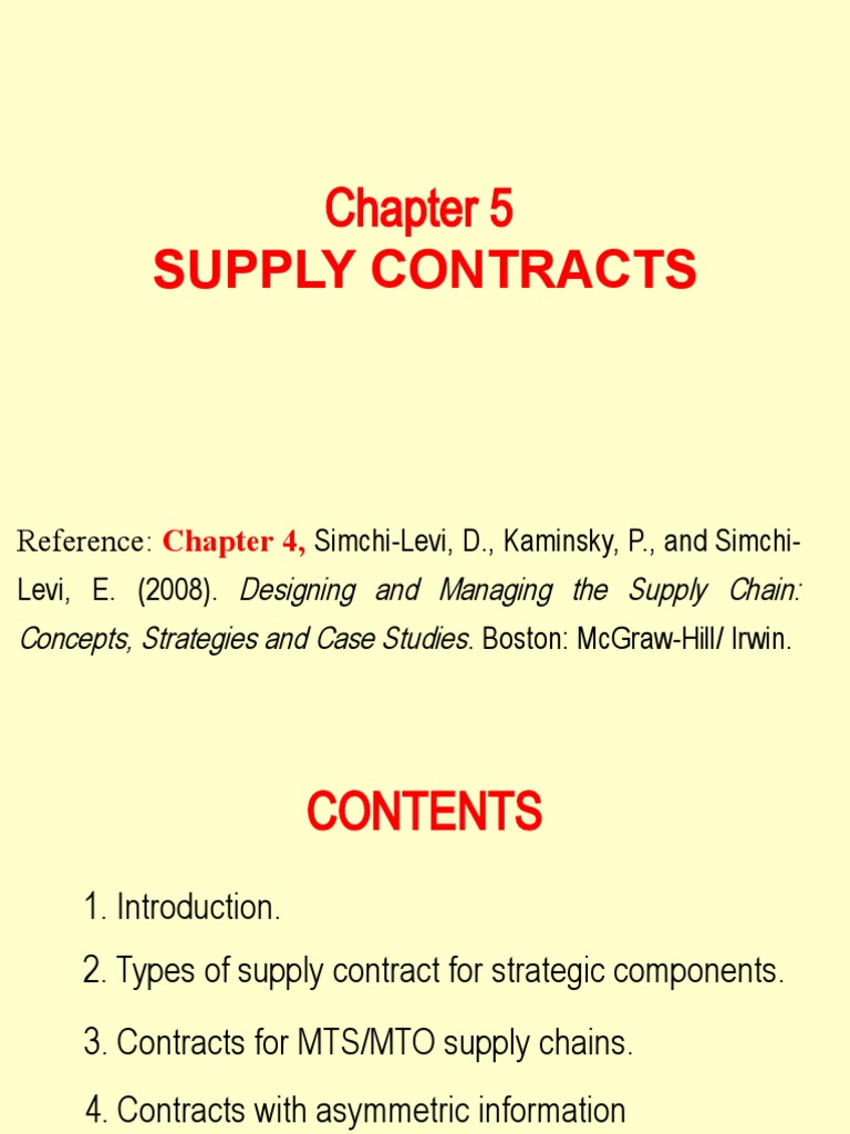 Chapter 5 Supply Contracts | PDF | Profit (Economics) | Supply Chain
