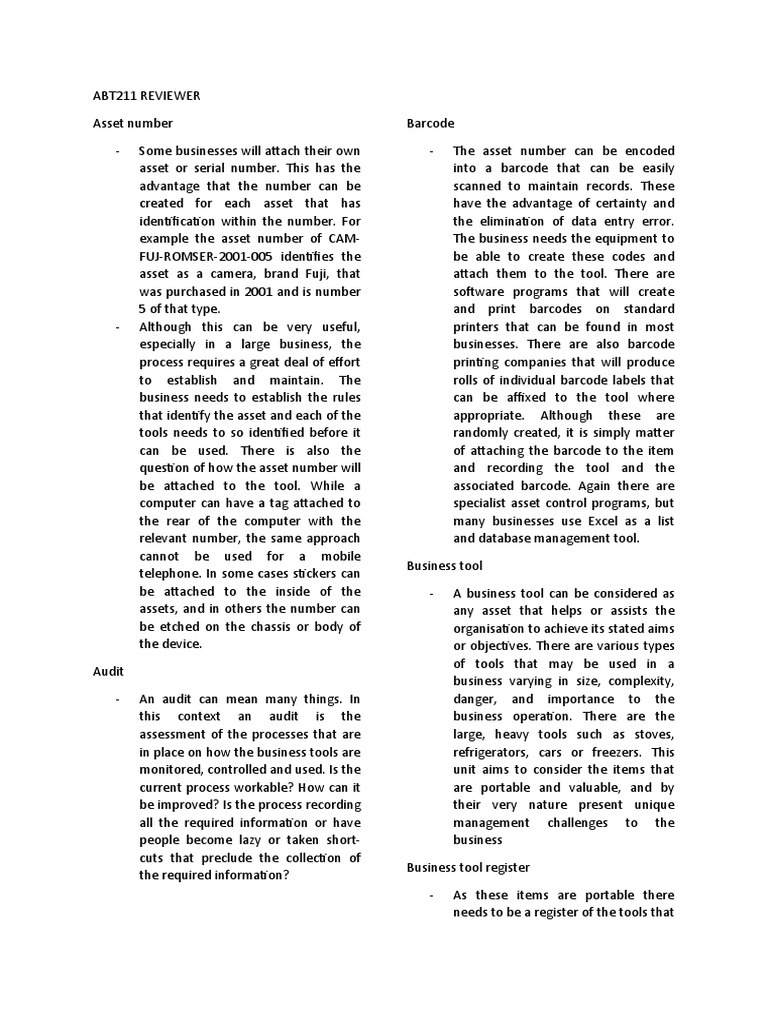 Abt211 Reviewer | PDF | Barcode | Computer Security