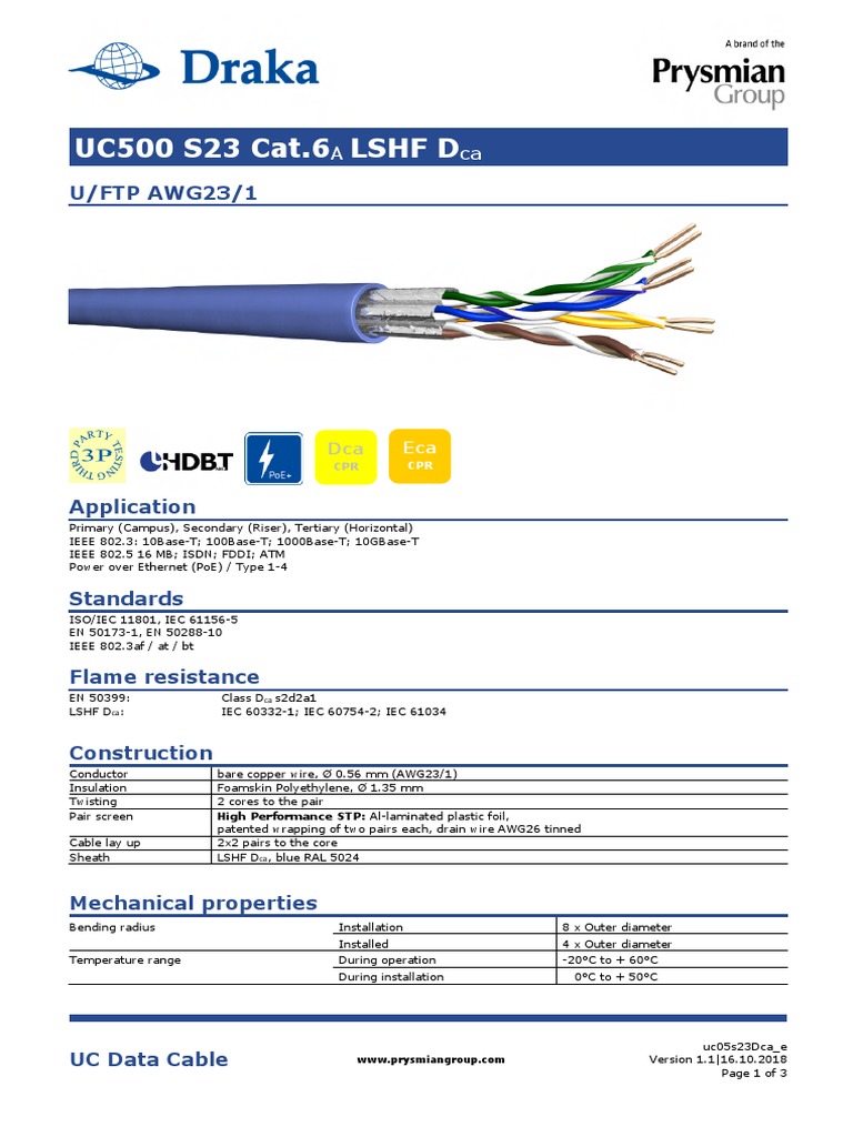 Draka Cat6a | PDF | Manufactured Goods | Computer Engineering