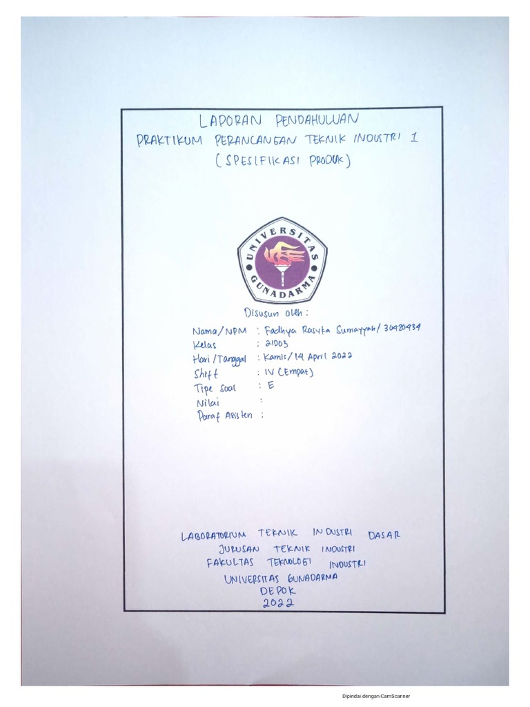 Spesifikasi Produk 2id03 Fadhya Rasyka Sumayyah 30420434 Shift Iv PDF | PDF