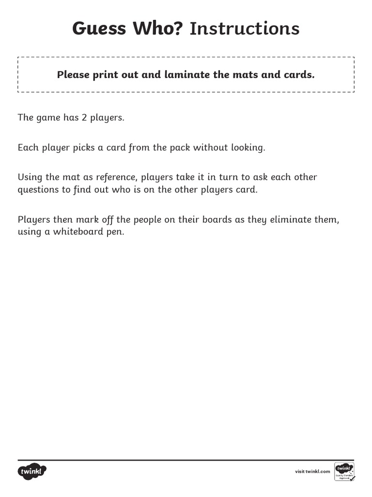Guess Who Instructions PDF | PDF