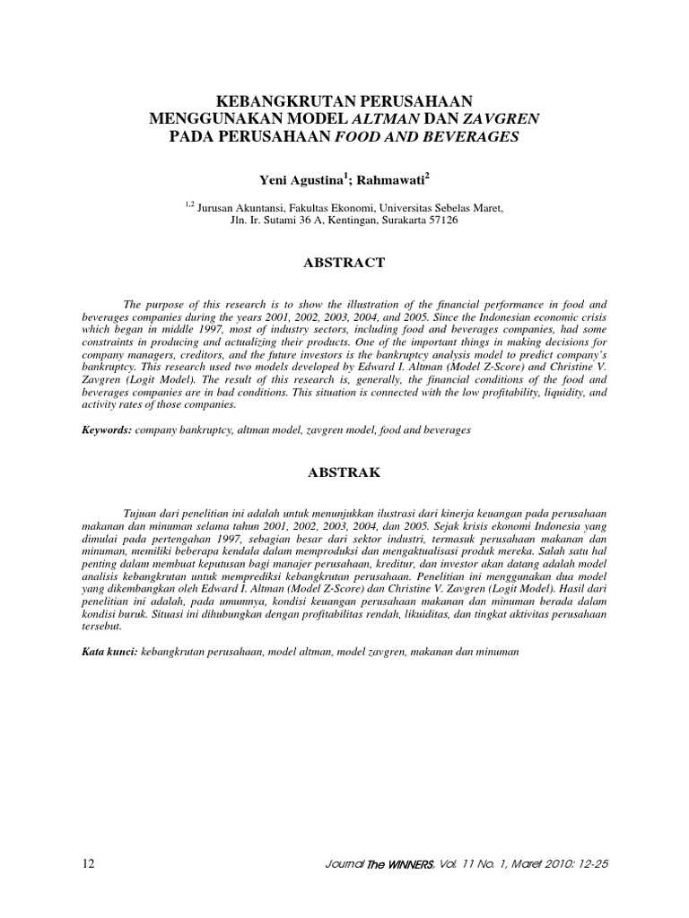 Analisis Kebangkrutan Perusahaan Makanan | PDF