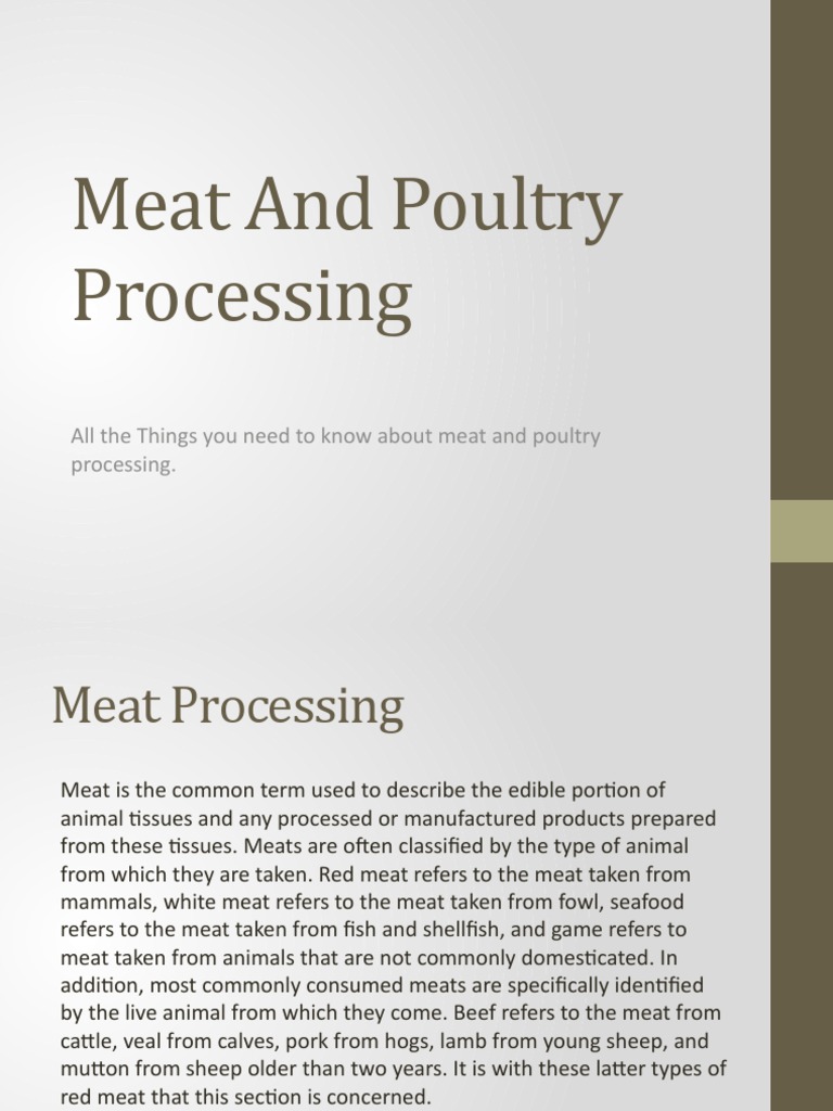 Meat and Poultry Processing | PDF | Skeletal Muscle | Adenosine ...