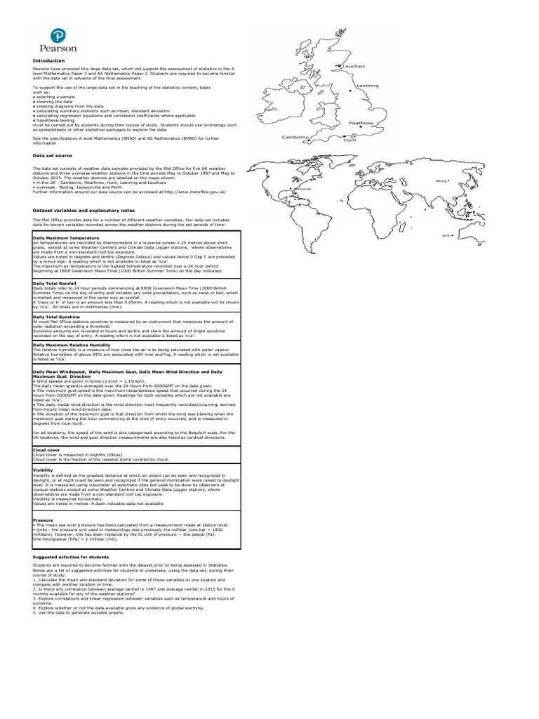 Large Data Set Lds-Edexcel | PDF | Pascal (Unit) | Statistics Large Data Set Lds-Edexcel | PDF | Pascal (Unit) | Statistics
