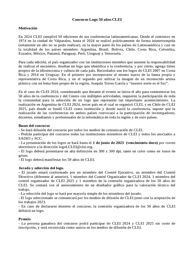 Concurso Logo 50 Años Clei | PDF | America latina