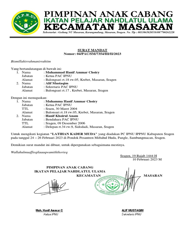Surat Mandat Ipnu 4 | PDF
