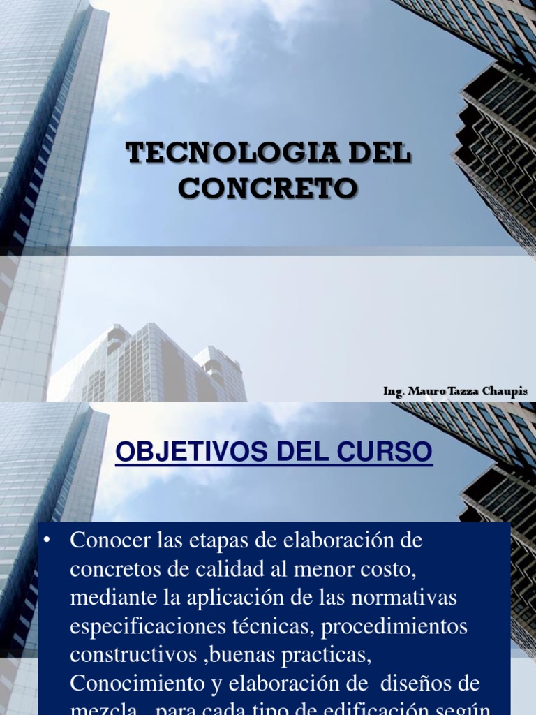 TECNOLOGIA DEL CONCRETO - Semana 1 PDF | PDF | Hormigón | Cemento