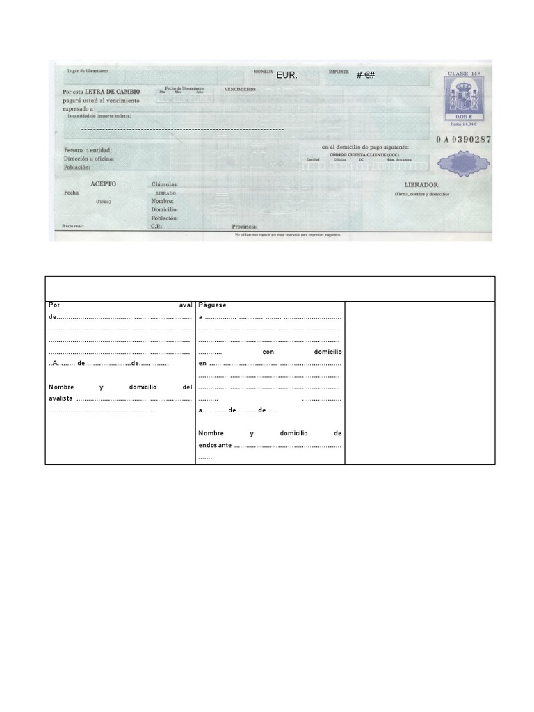 Plantilla Letra de Cambio | PDF