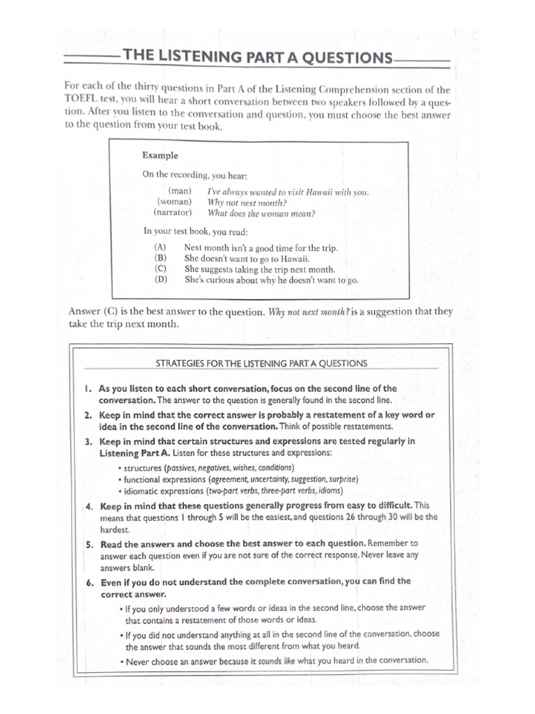 The Listening Part A Questions | PDF