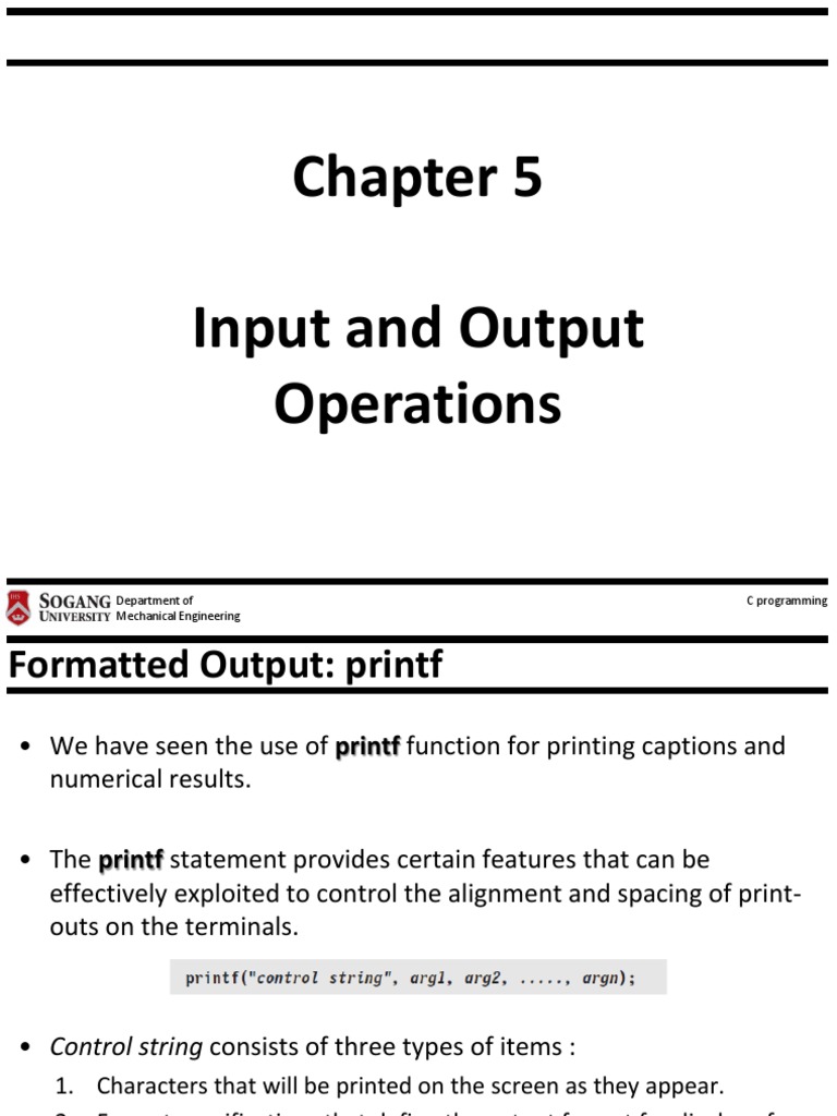 Lecture4 - Input and Output Operations PDF | PDF | Integer (Computer Science) | Arithmetic