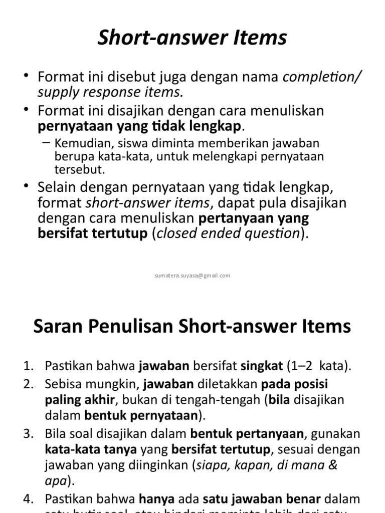 Tips Menulis Soal Short-answer | PDF | Karier & Perkembangan | Kajian ...