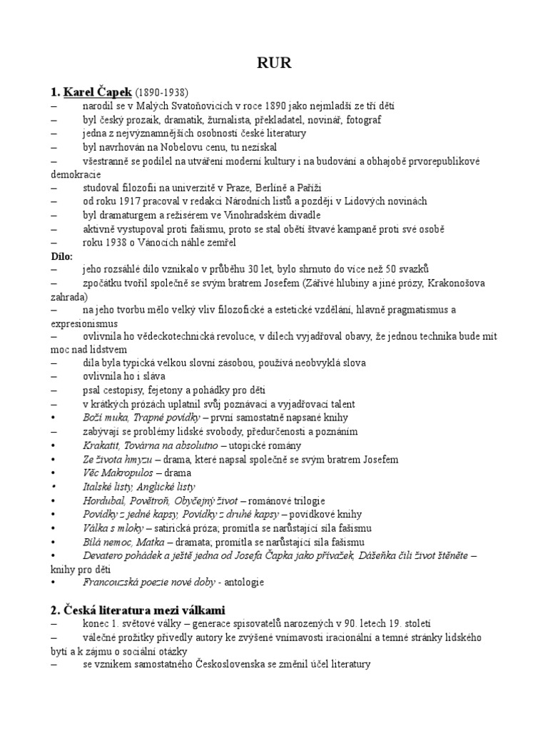 RUR K. Čapek | PDF